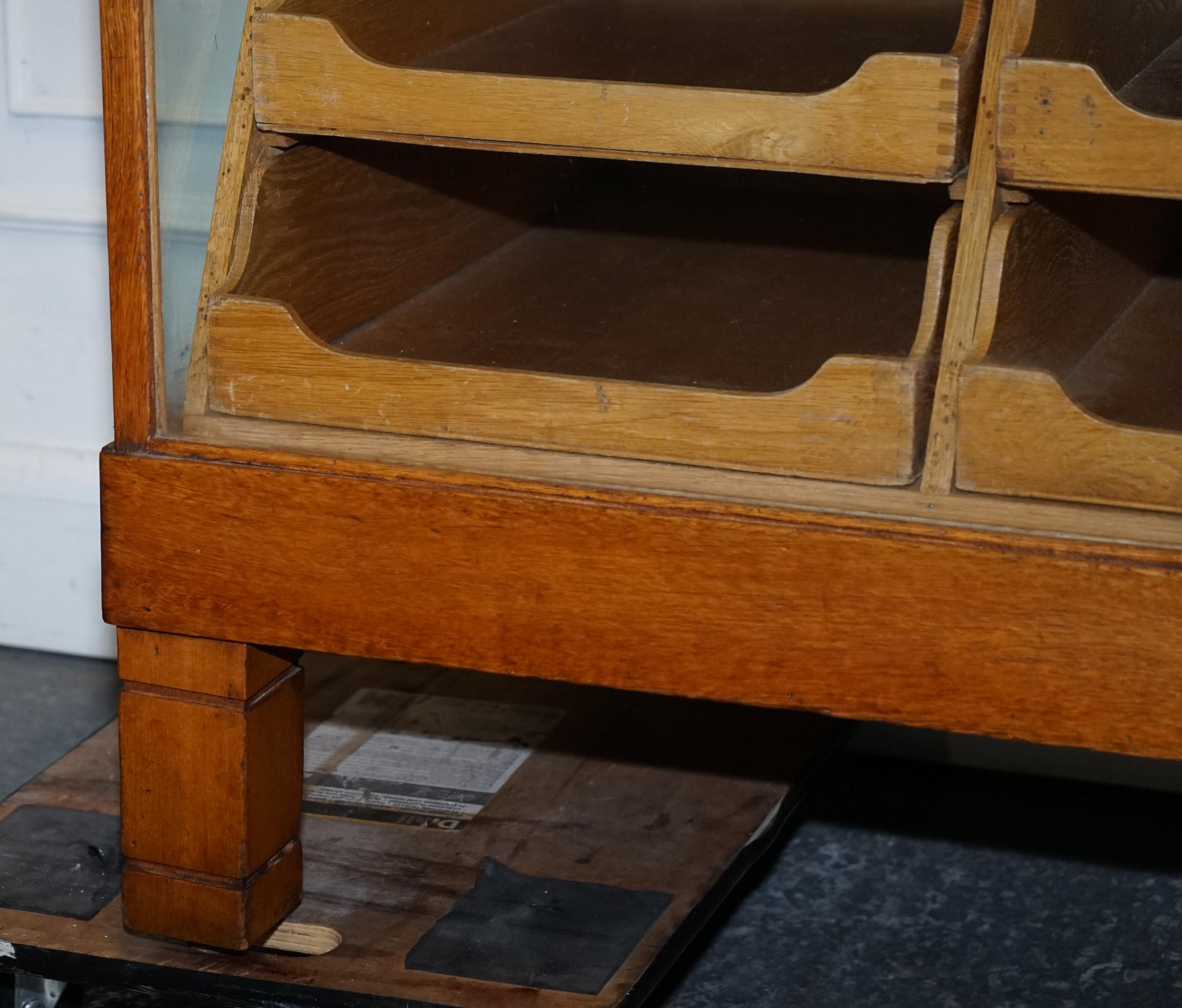 ANTIQUE 1920 ENGLISH VICTORIAN OAK HABERDASHERY SHOP COUNTER WITH ...