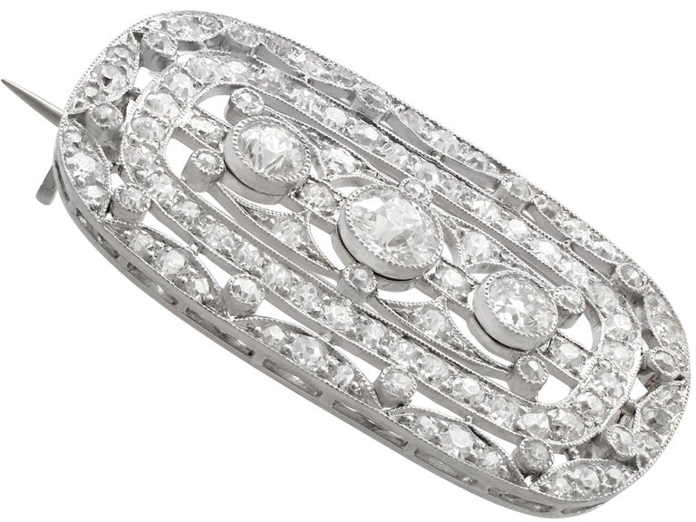Antique 1920s 1.83 Carat Diamond and Platinum Brooch by Garrard at 1stDibs