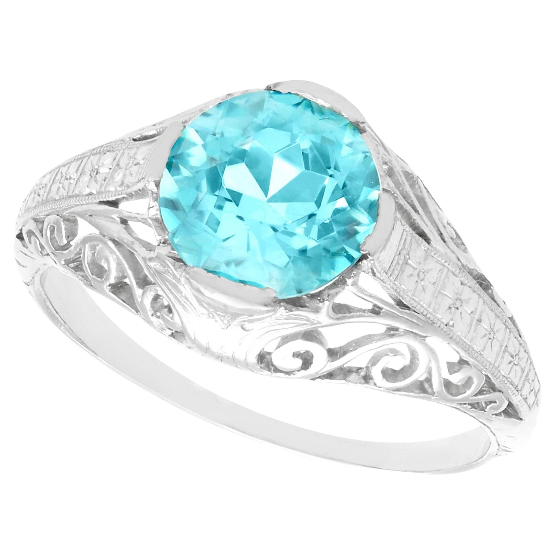 Antique 1920s 3.34 Carat Blue Zircon and Platinum Cocktail Ring For ...
