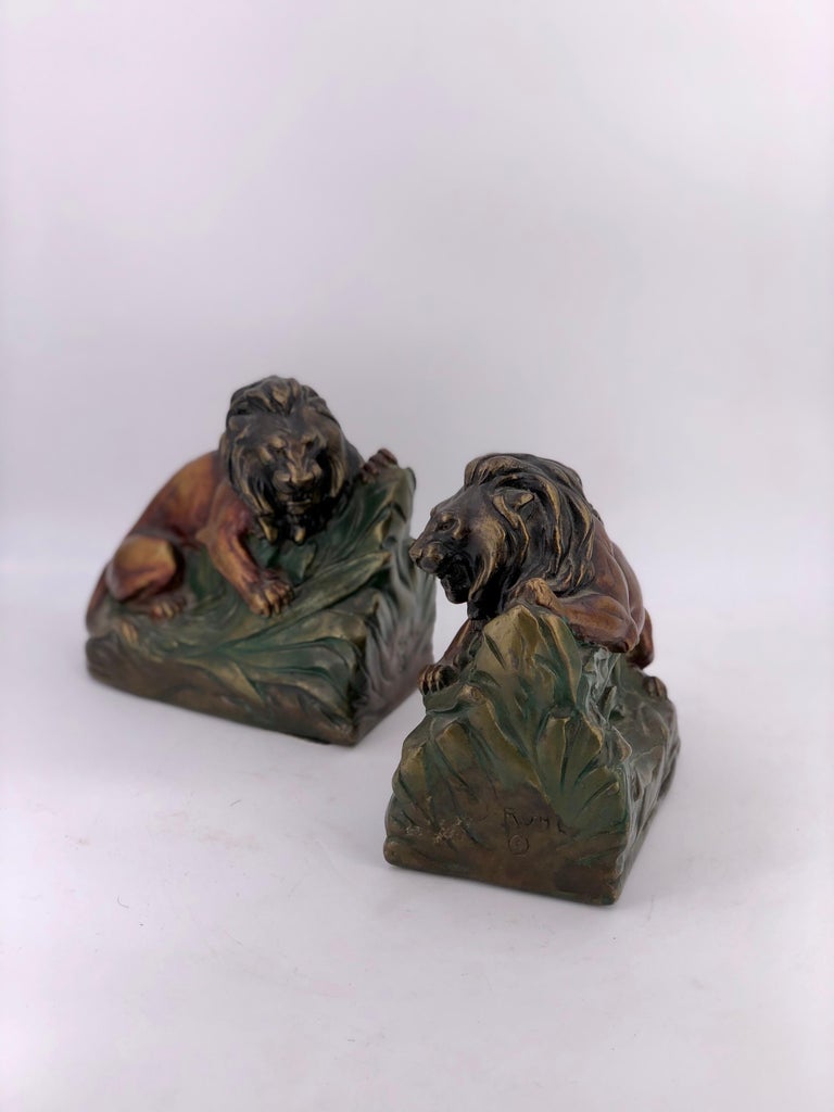 Antique 1920s Armor Bronze Clad Lion Pair of Bookends at 1stDibs ...