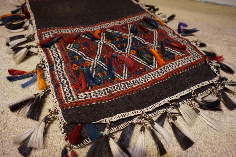 Antique 1920s Fine Turkish Saddle Bag Goat Hair with Decorative Tassels ...