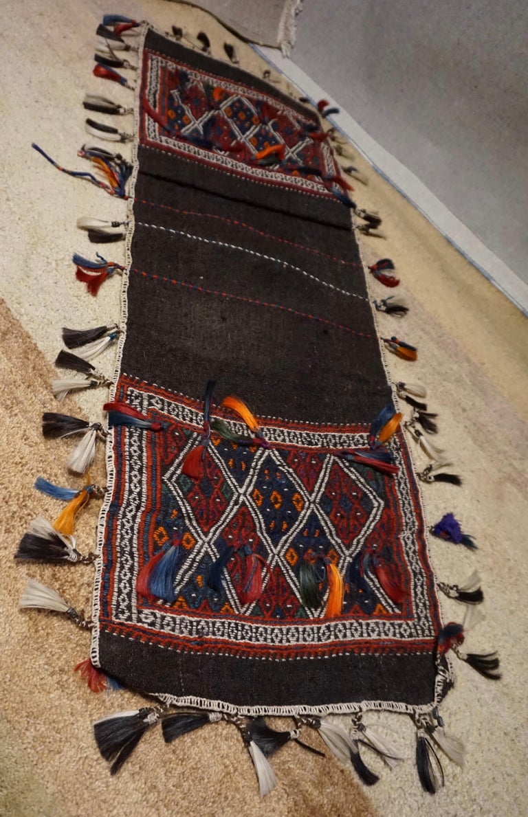 Antique 1920s Fine Turkish Saddle Bag Goat Hair with Decorative Tassels ...