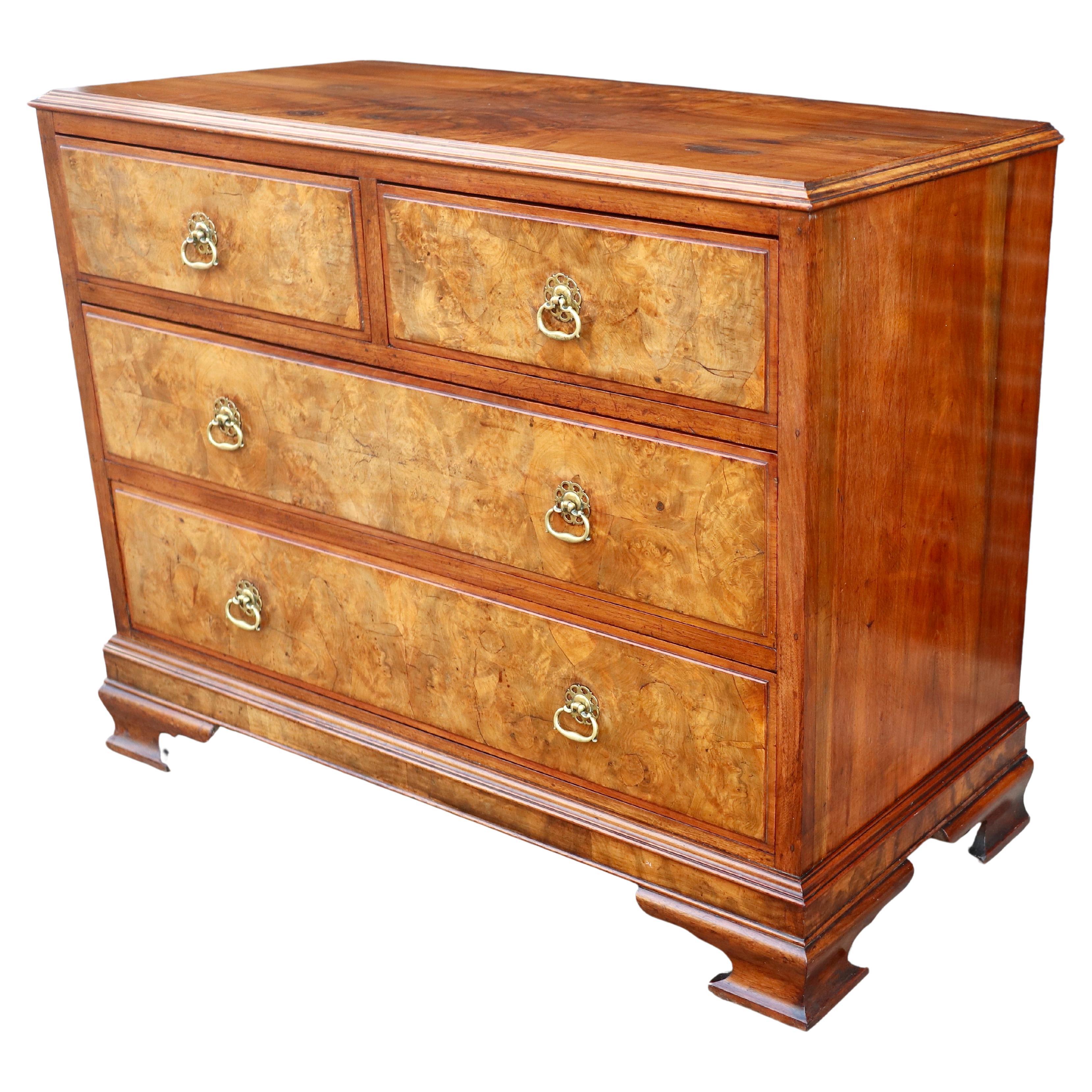 Antique 1920s Mahogany and burr Walnut Serpentine Chest Of four Drawers ...