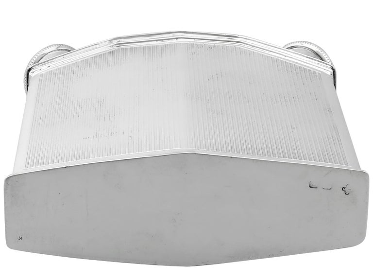 Antique 1920s Sterling Silver Double Radiator Hip Flask For Sale at 1stDibs