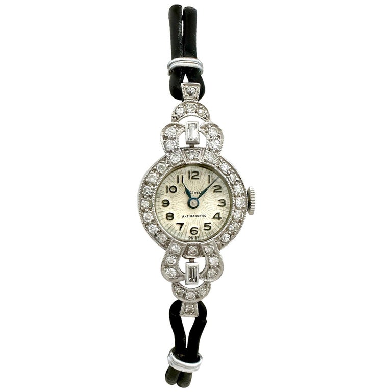 Antique 1930s 1.42 Carat Diamond Platinum Cocktail Watch at 1stDibs