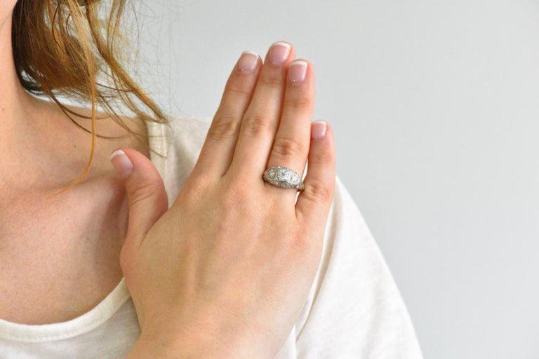 Art Deco 2.53 CTW Diamond Platinum Bombay Band Ring For Sale at 1stDibs