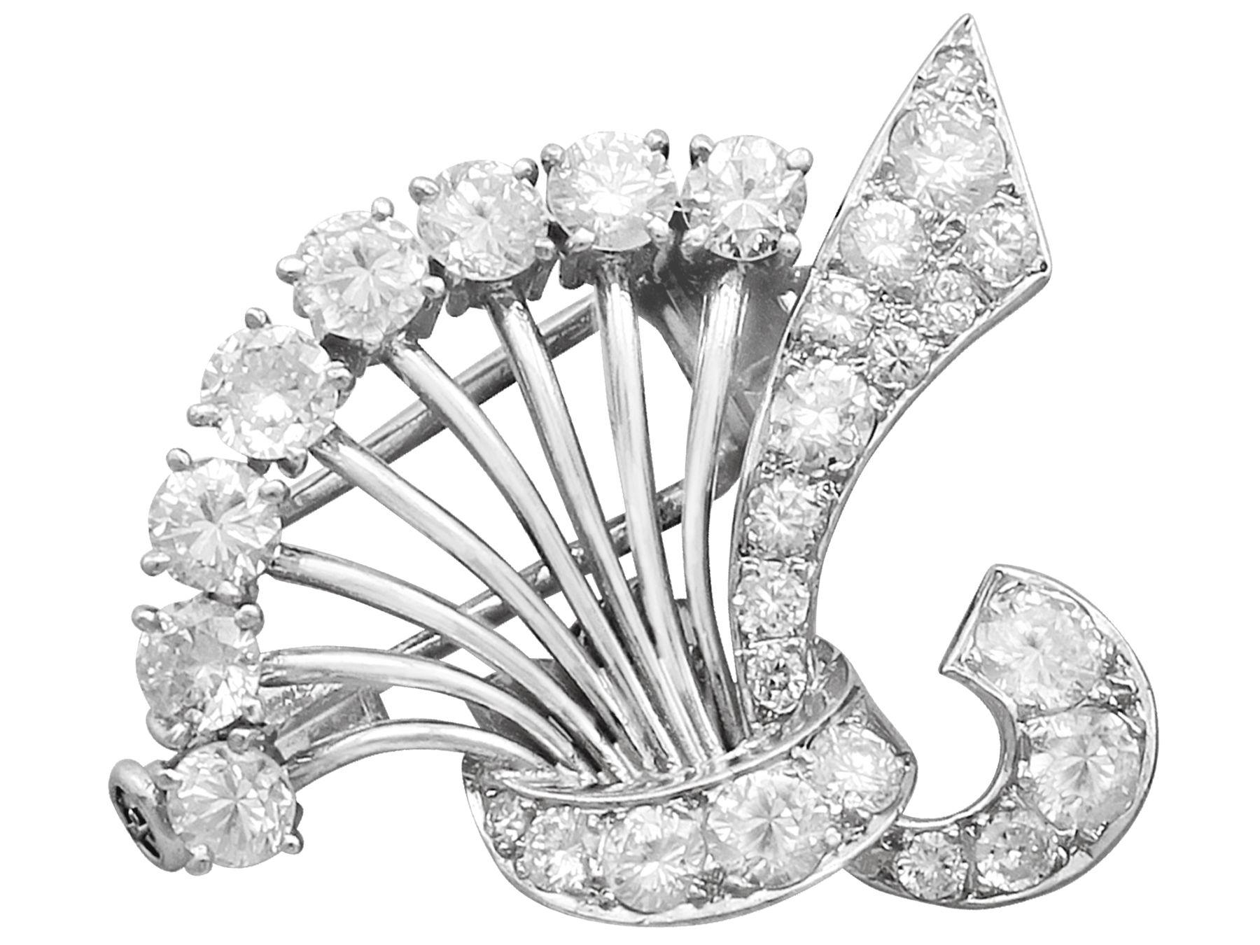 1930s Art Deco 4.16 Carat Diamond and Platinum Double Clip Brooch at ...