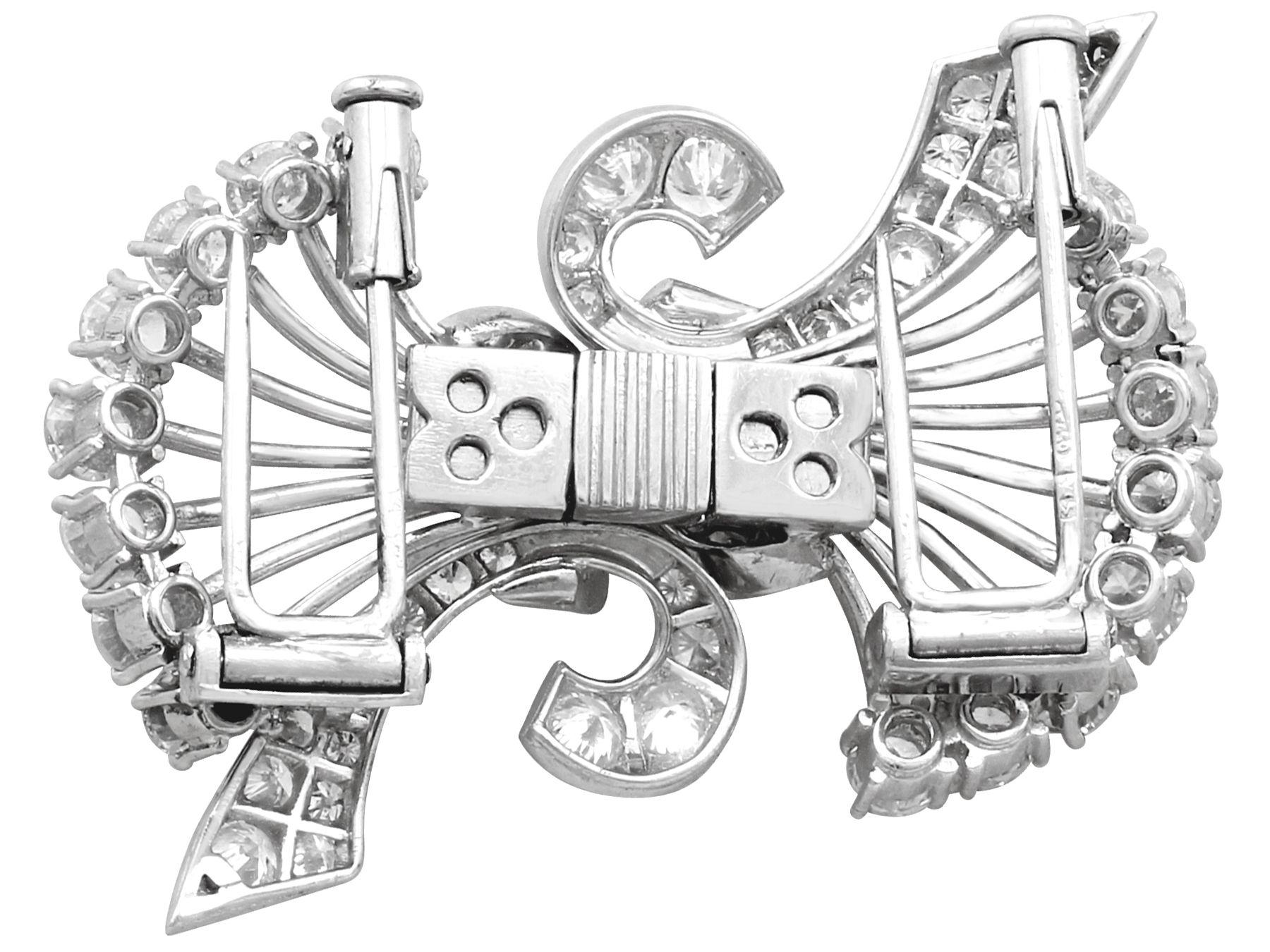 1930s Art Deco 4.16 Carat Diamond and Platinum Double Clip Brooch at ...