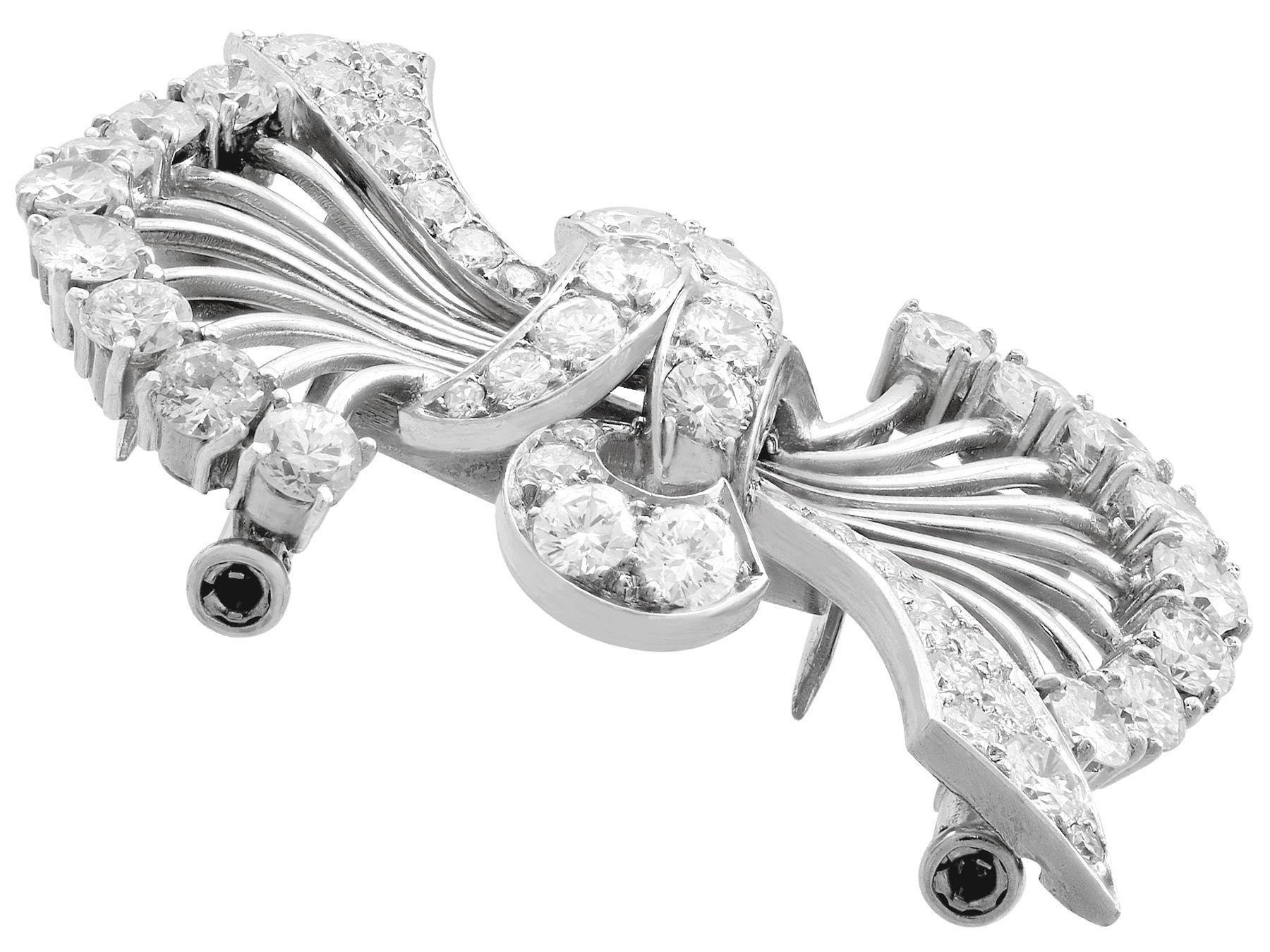 1930s Art Deco 4.16 Carat Diamond and Platinum Double Clip Brooch at ...
