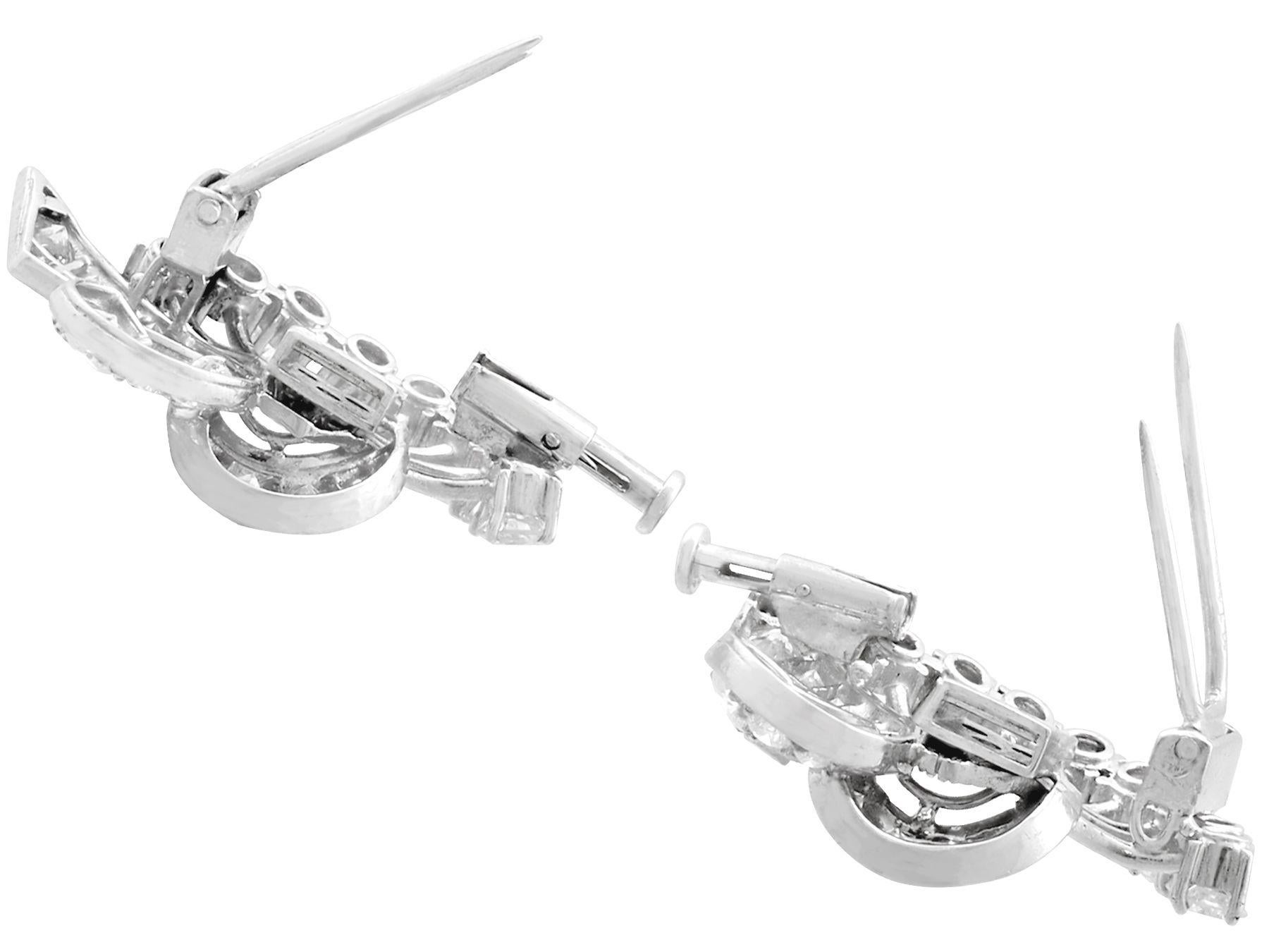 1930s Art Deco 4.16 Carat Diamond and Platinum Double Clip Brooch at ...