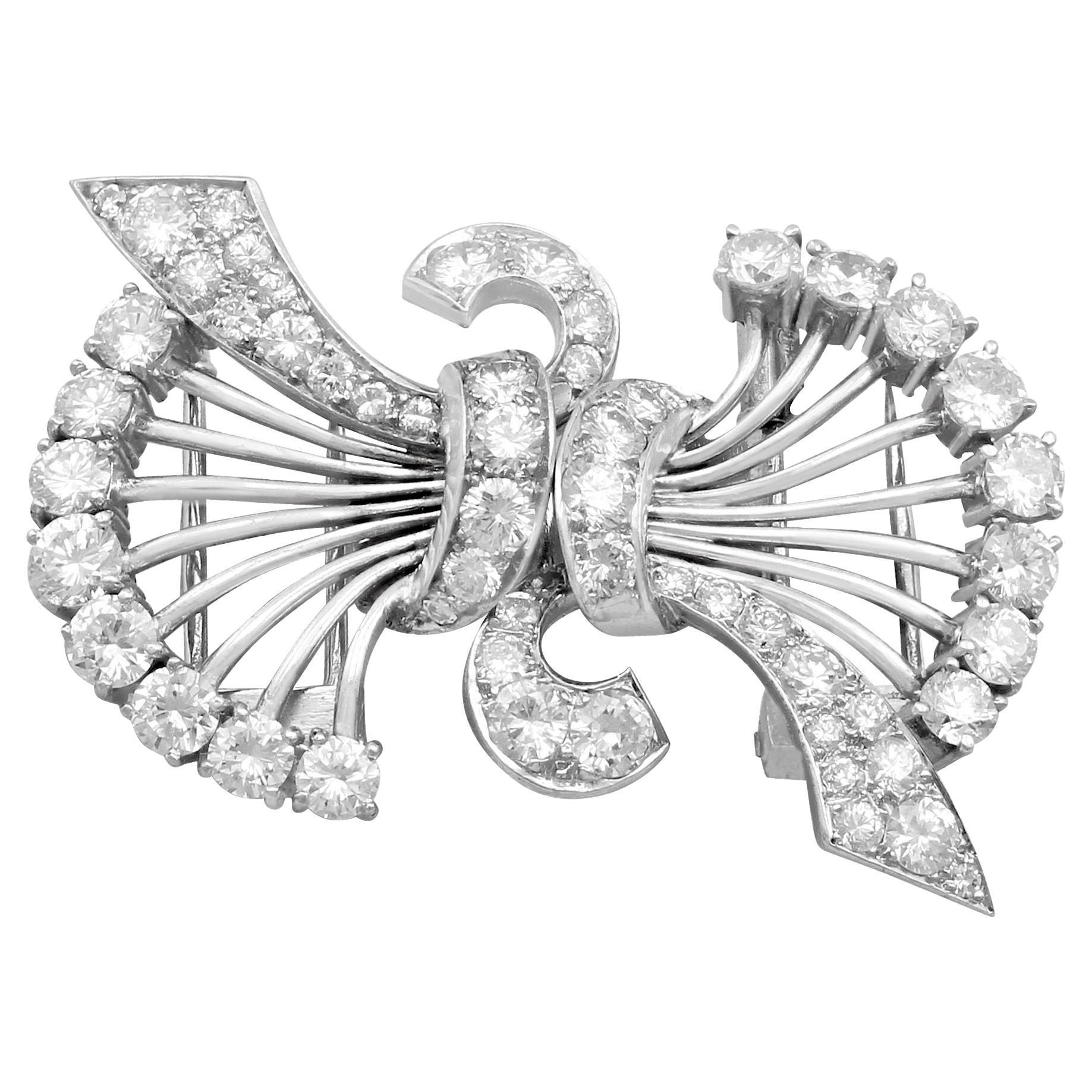1930s Art Deco 4.16 Carat Diamond and Platinum Double Clip Brooch at ...