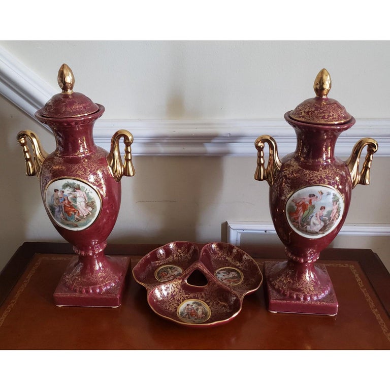 Antique 1930s English Empire Ware Urns Set, 5 Piece Set For Sale at ...