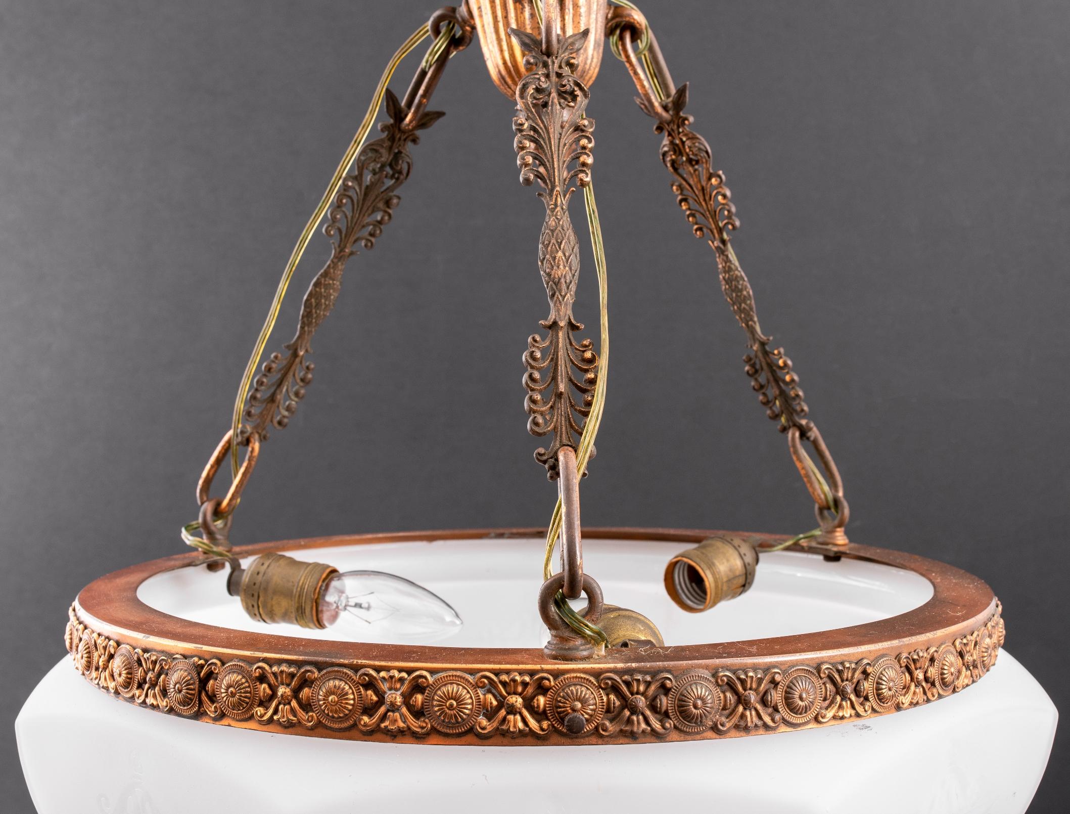 Antique 1930s Neoclassical Art Deco Inverted Pendant Chandelier For ...