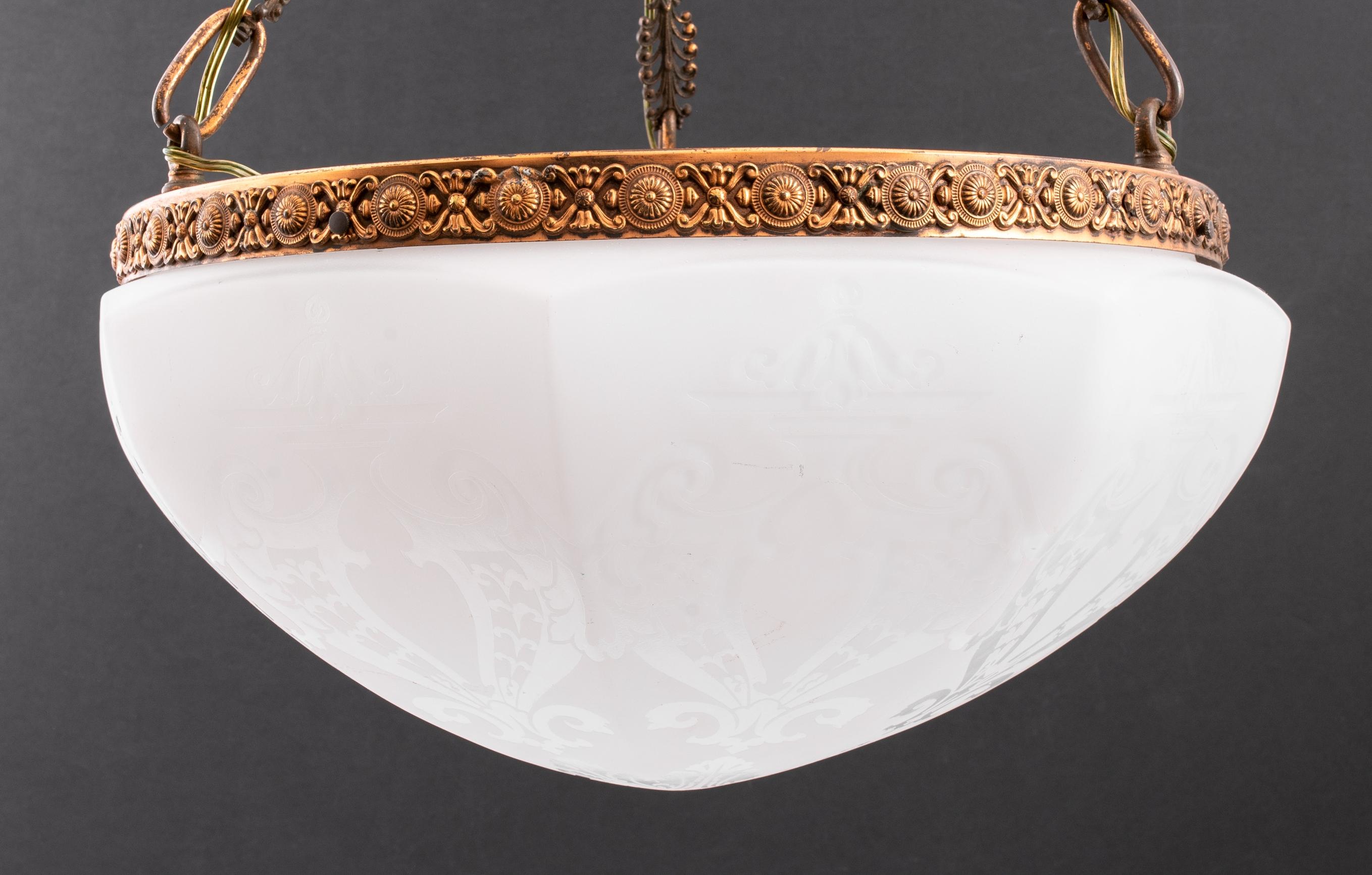 Antique 1930s Neoclassical Art Deco Inverted Pendant Chandelier For ...