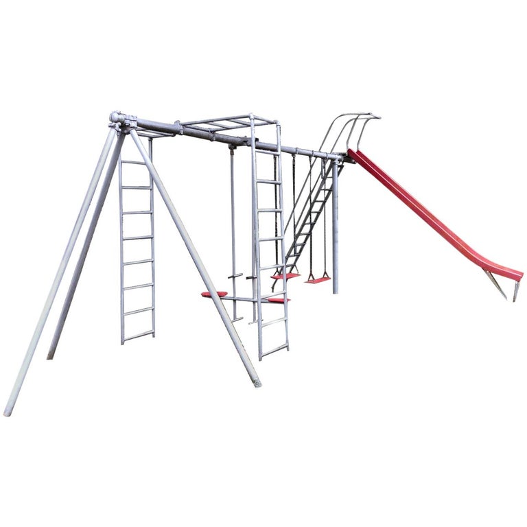 Antique 1930s Playground Swing Set with Ladder and Slide by Fun-Ful at ...