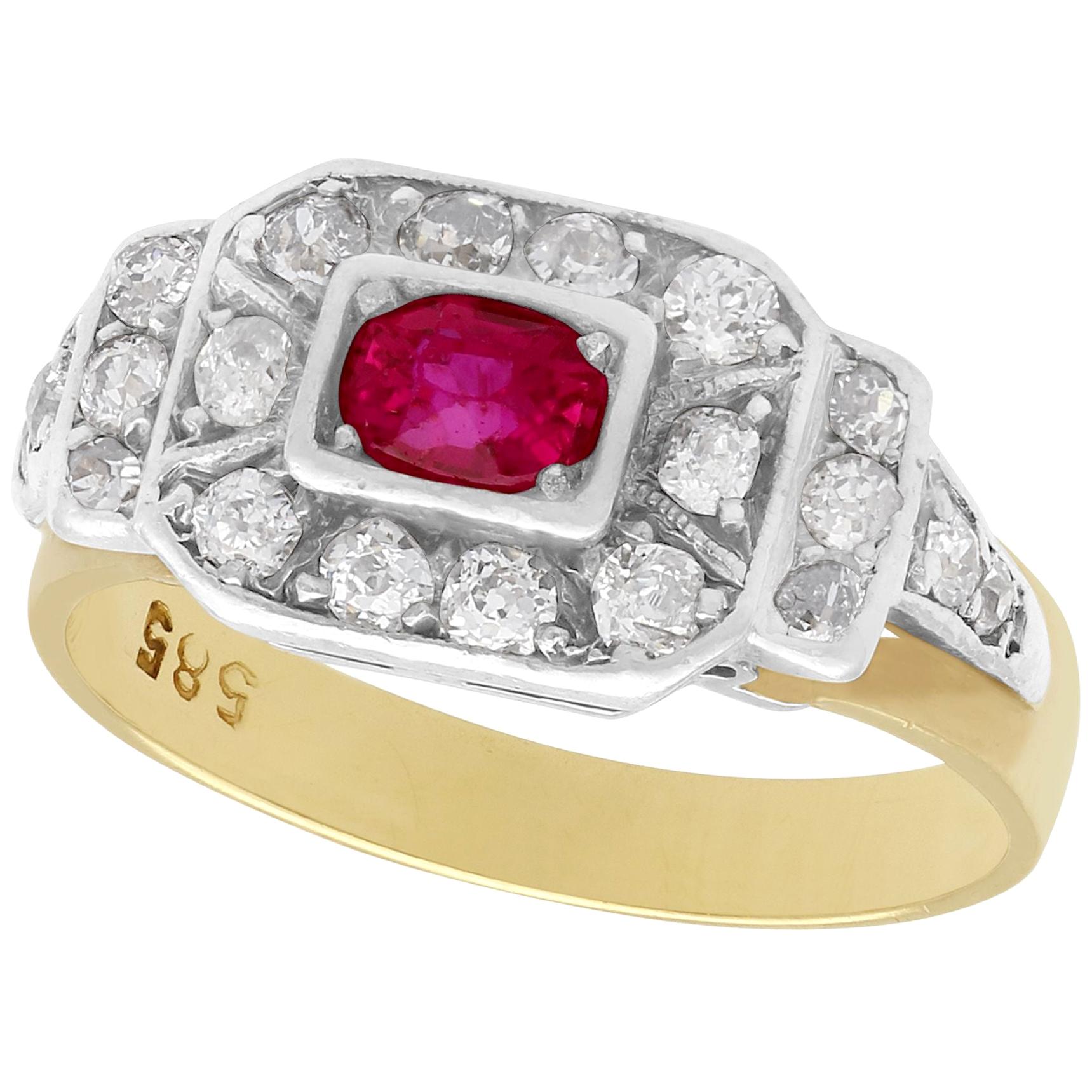 Vintage Yellow Gold Ruby with Diamonds Antique Navette Ring For Sale at ...