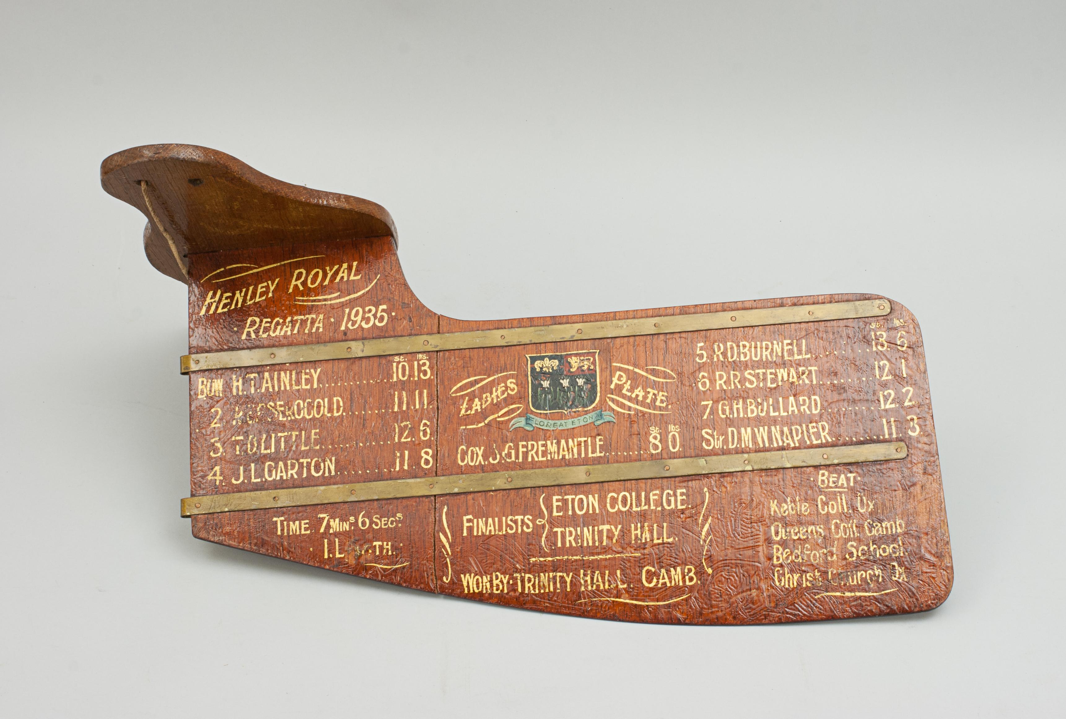 Antique 1935 Henley Presentation Rowing Rudder at 1stDibs