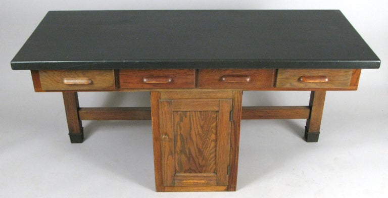 Antique 1940s Oak Lab Desk Table by Welch at 1stDibs | antique lab ...