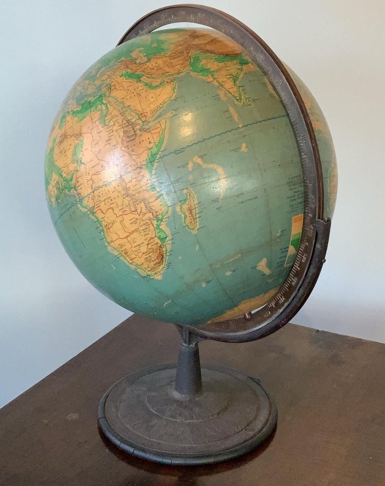 Antique 1940's Tabletop Globe by Denoyer Geppert For Sale at 1stDibs