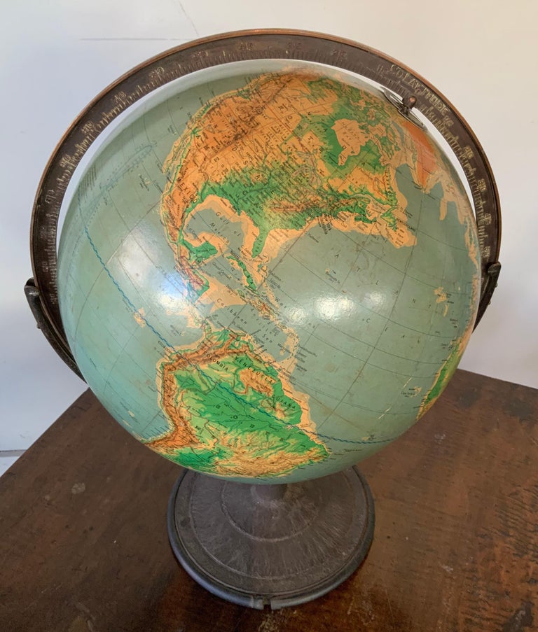 Antique 1940's Tabletop Globe by Denoyer Geppert For Sale at 1stDibs
