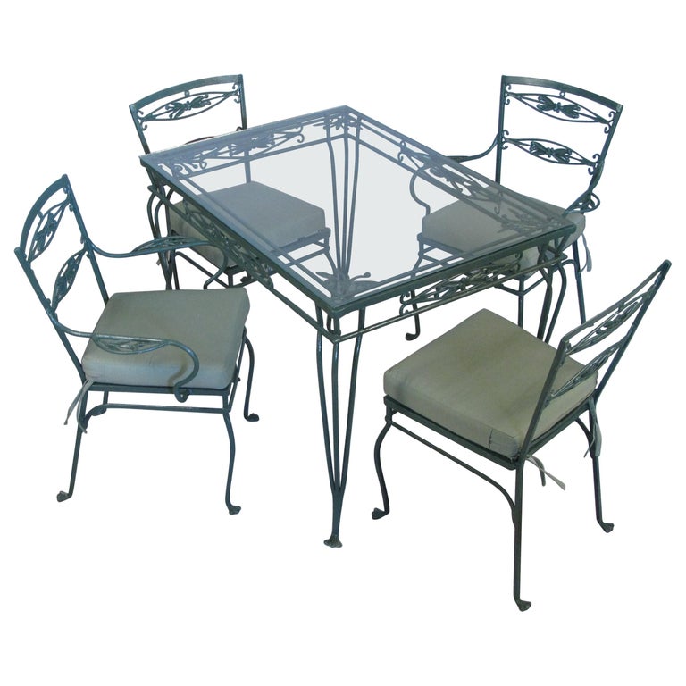 Antique 1940s Wrought Iron Dining Set by Salterini at 1stDibs