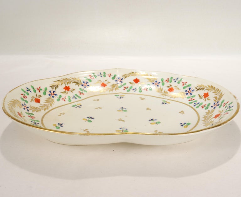Antique 19th C. Derby English Porcelain Shaped Dish in Blue Cornflower ...