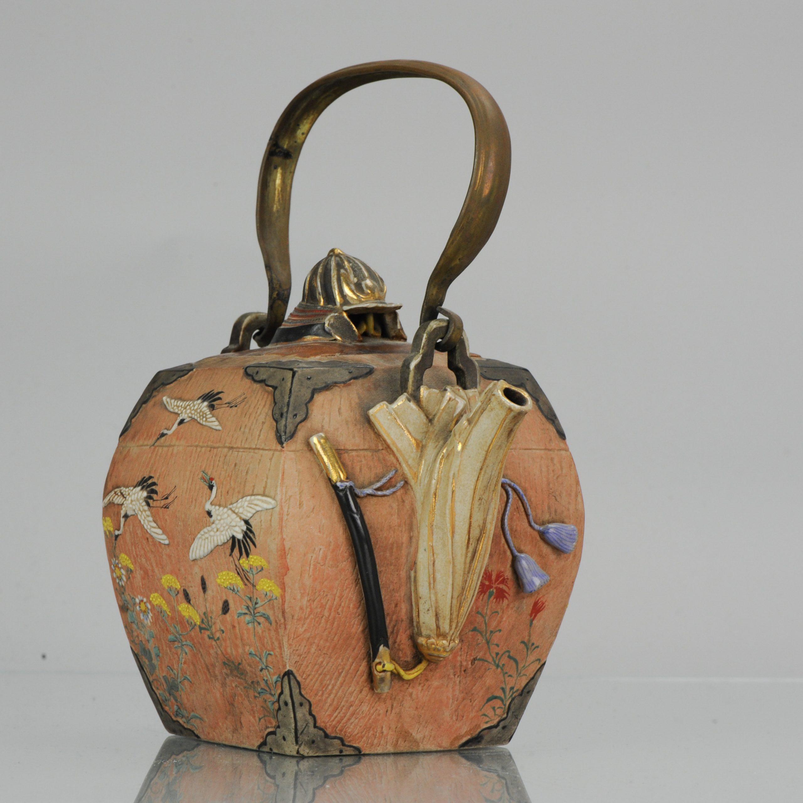 Antique 19th Century Japanese Banko Samurai Teapot Japanese Yixing Clay ...