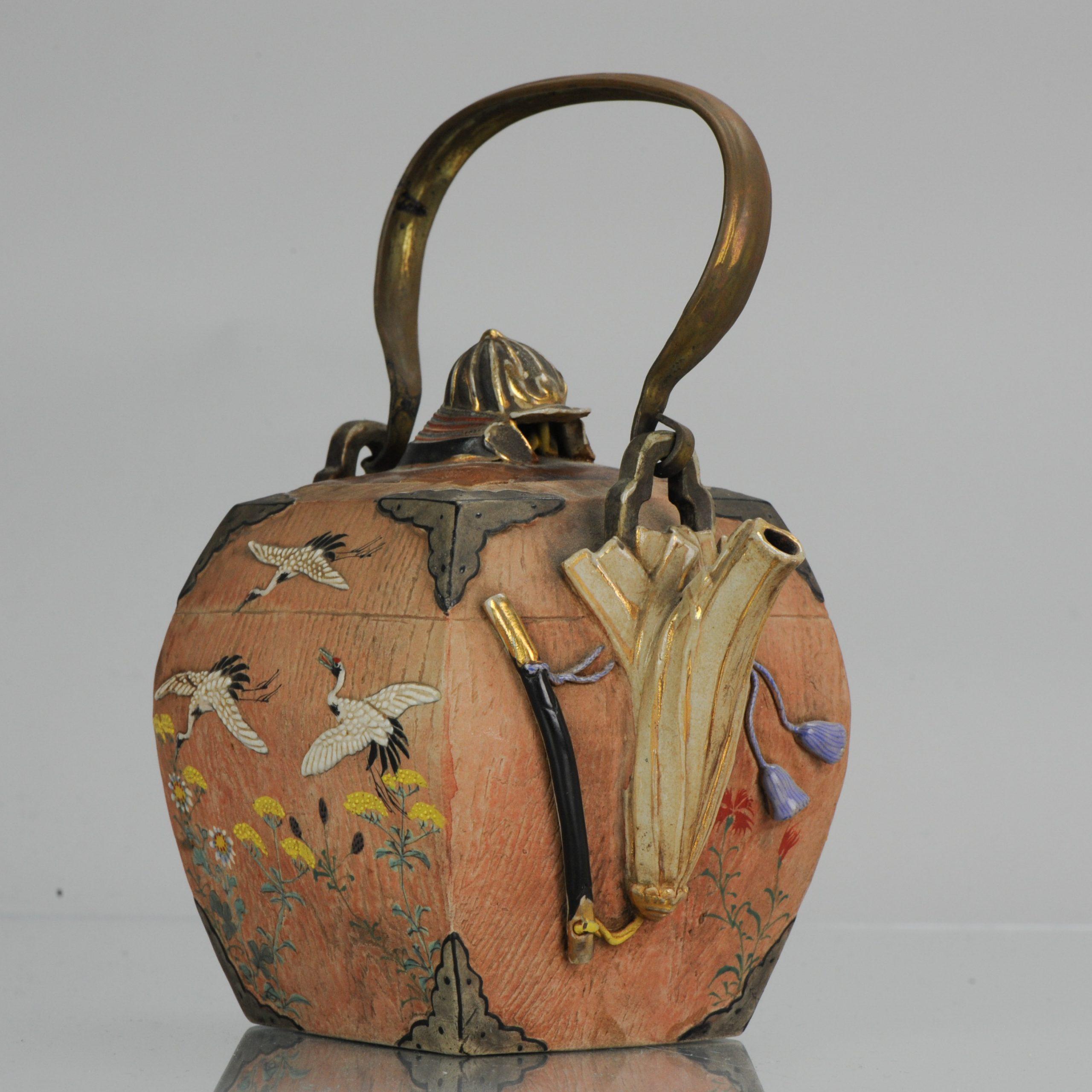 Antique 19th Century Japanese Banko Samurai Teapot Japanese Yixing Clay ...
