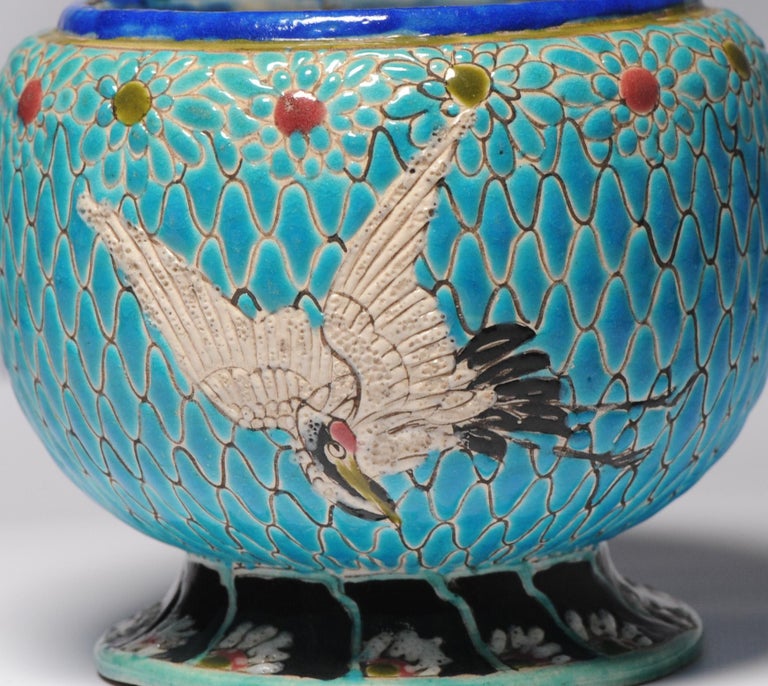 Antique 19C Japanese Turqoise Satsuma Water Pot or Koro Marked Base For ...