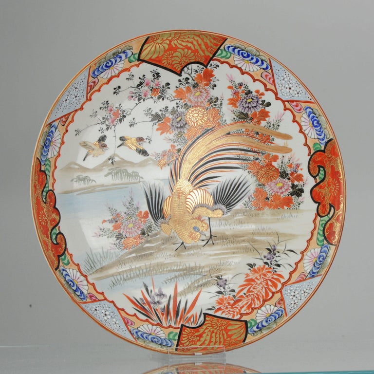 Antique Rooster Lovely Japanese Porcelain Plate in Kutani Style Porc at ...