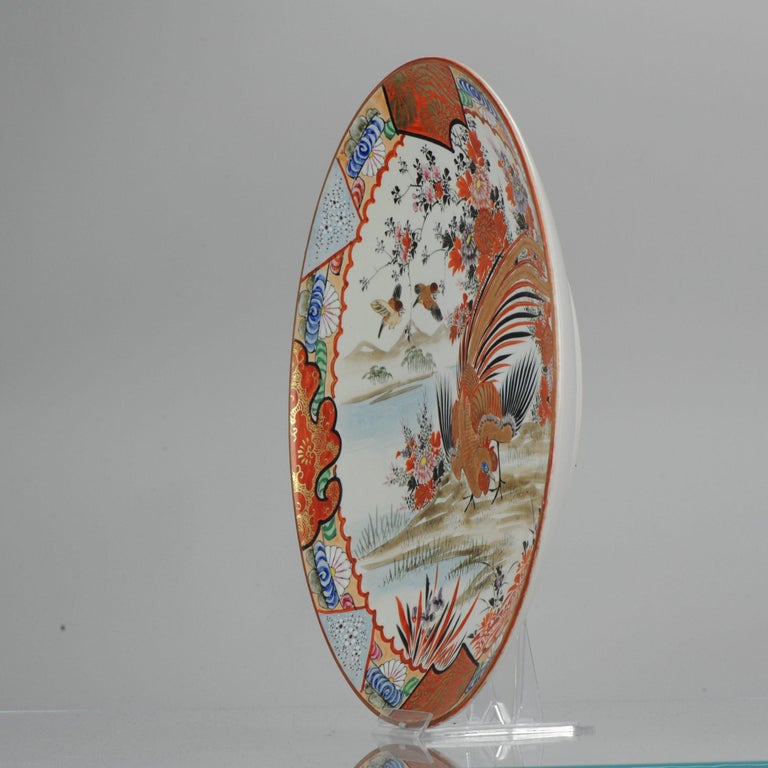 Antique Rooster Lovely Japanese Porcelain Plate in Kutani Style Porc at ...