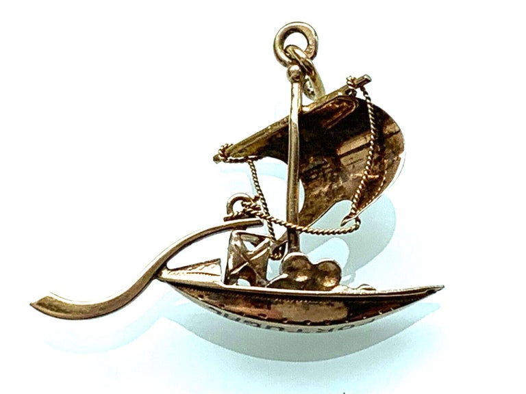 Antique 19k Gold Galleon Charm For Sale at 1stDibs