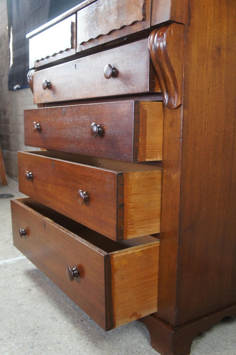 Antique 19th C. American Empire Flame Mahogany Tallboy Dresser ...
