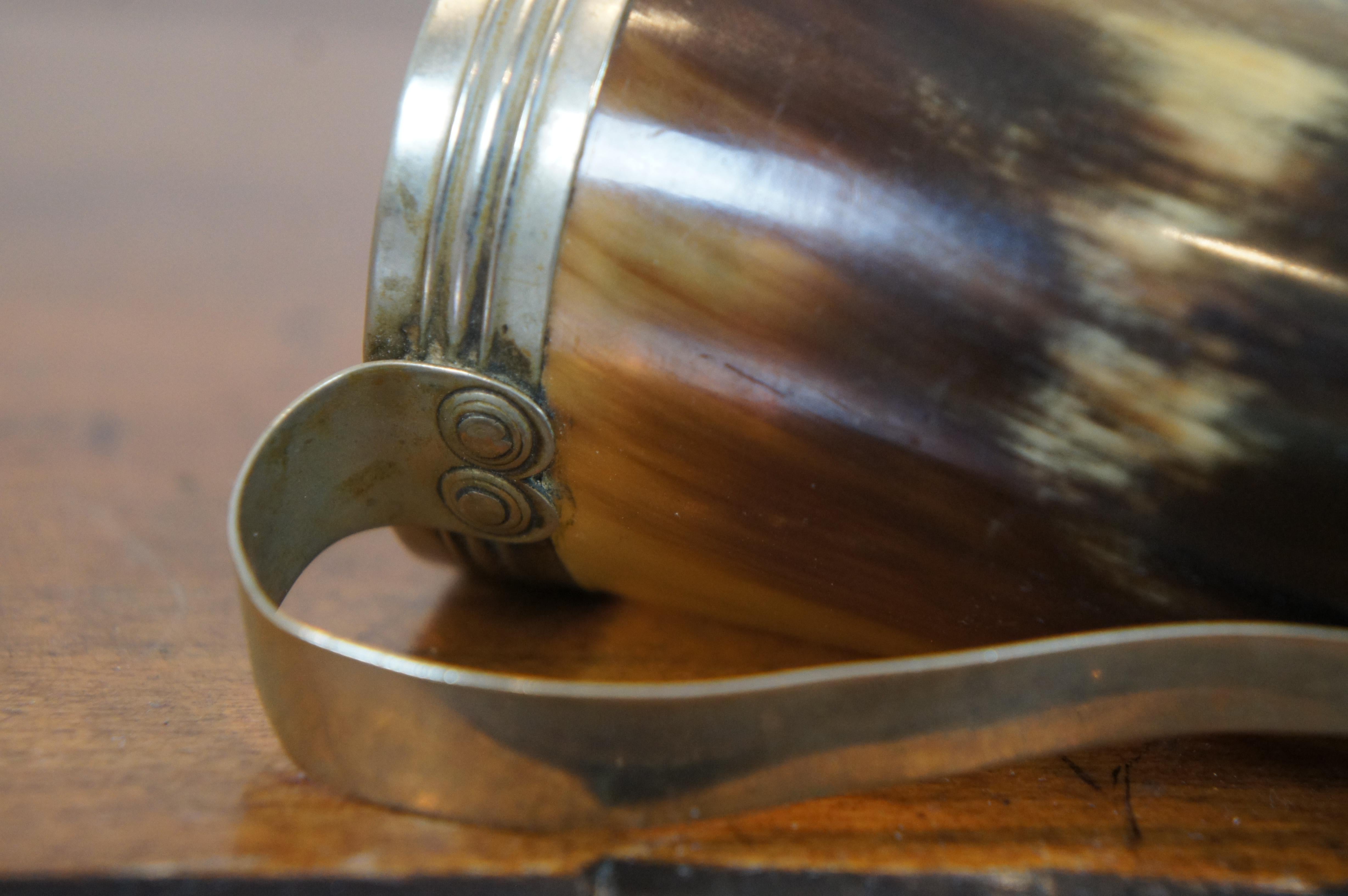 Antique 19th C English Sterling Silver Horn Beaker Cup Shot Glass w ...