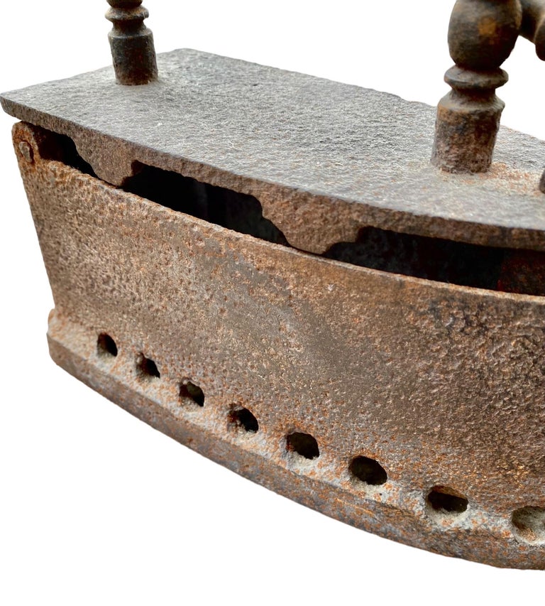 Antique 19th Century French Cast Iron Coal Iron For Sale at 1stDibs