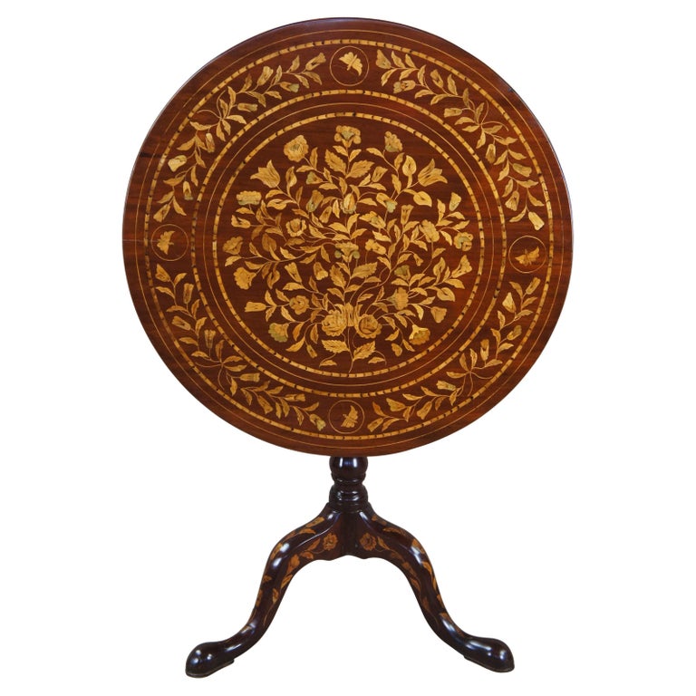 Antique 19th C. Mahogany and Dutch Marquetry Inlaid Tilt Top Tea ...