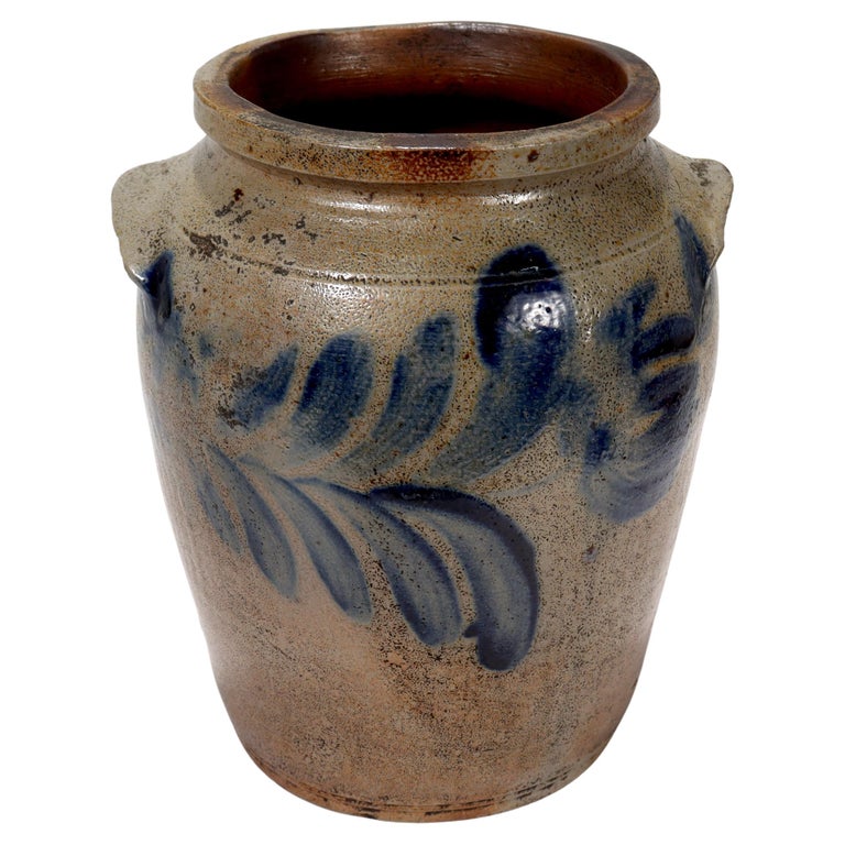 Antique 19th C. Southern 'Maryland' Blue Decorated Salt Glaze Stoneware ...