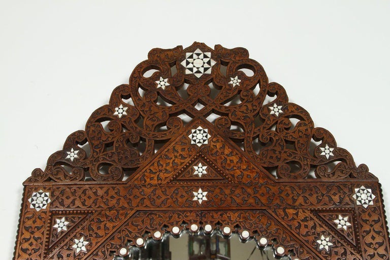 Antique 19th c. Syrian Damascus mirror with mother of pearl at 1stDibs