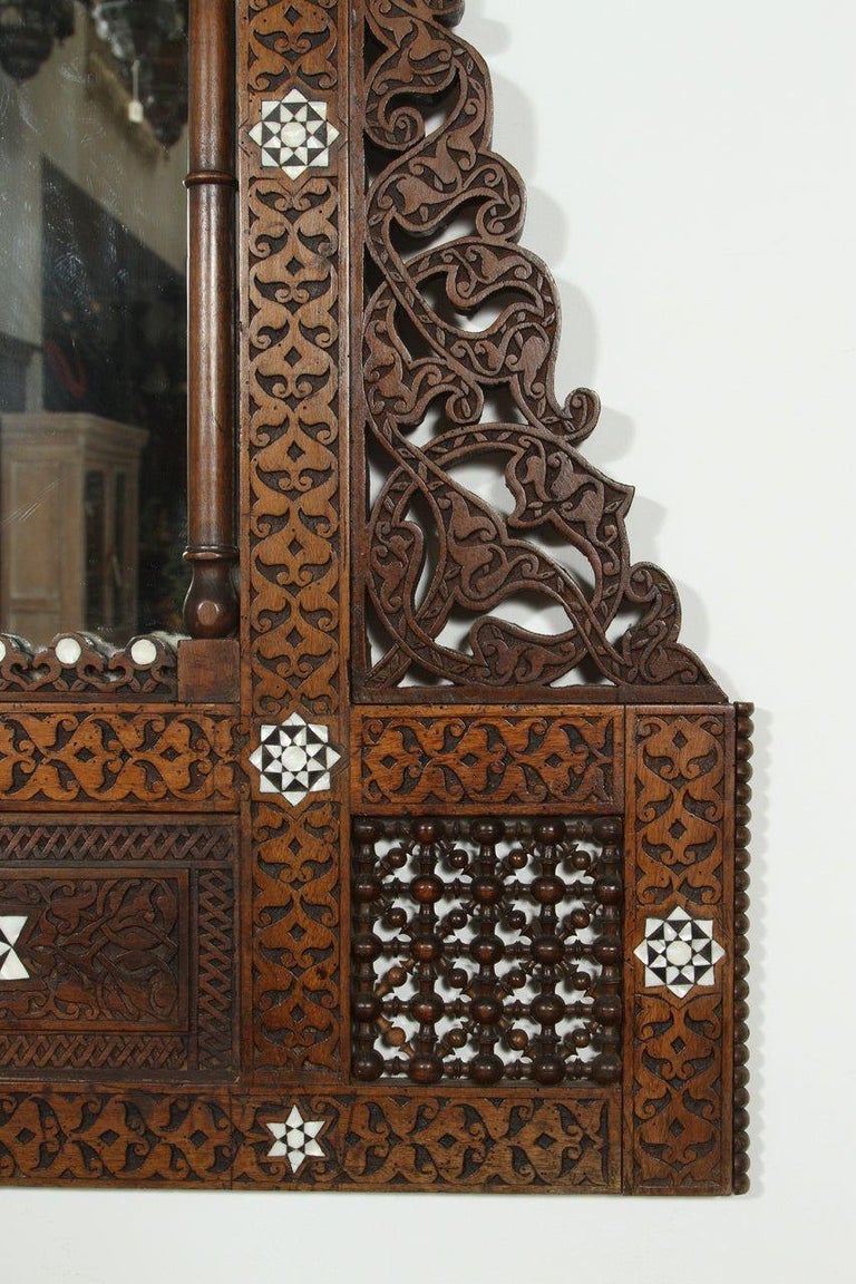 Antique 19th c. Syrian Damascus mirror with mother of pearl at 1stDibs