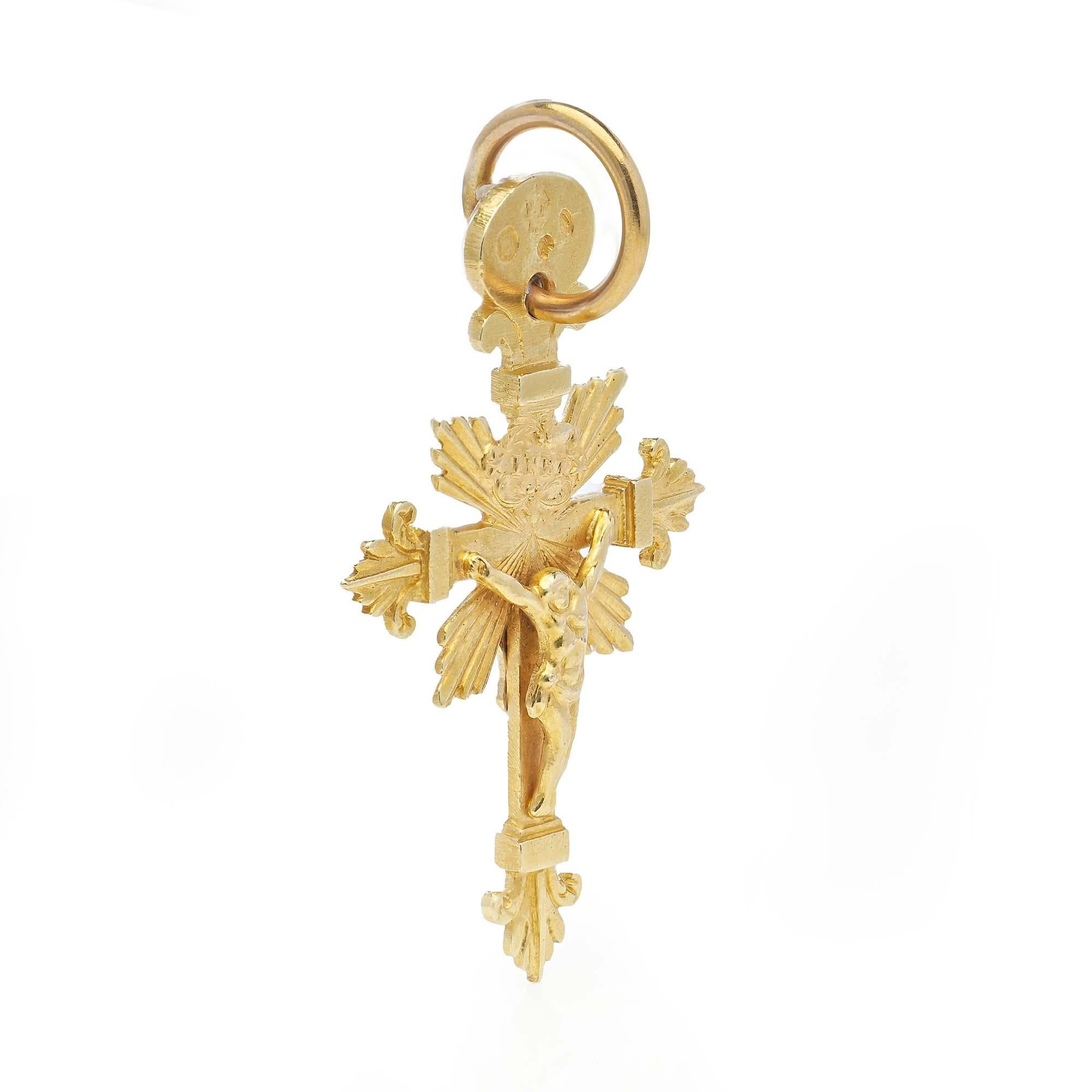 Antique 19th Century 18kt. Catholic Jesus and Maria Cross Pendant For ...