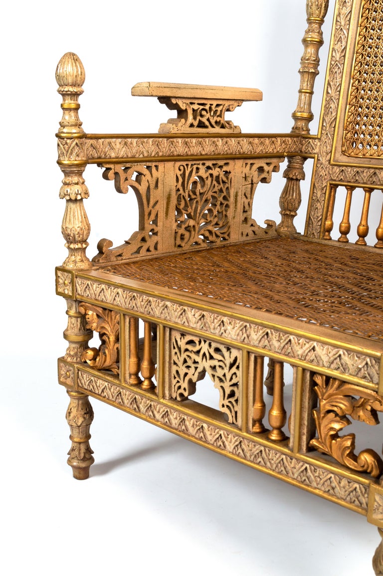 Antique 19th Century Anglo Indian Throne Chair Armchair For Sale at 1stDibs