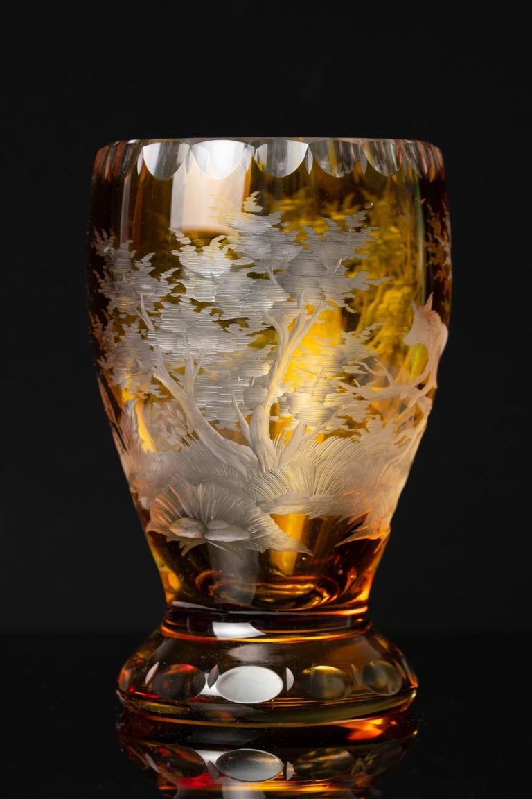 Antique 19th Century Bohemian Crystal Glass Goblet For Sale at 1stDibs