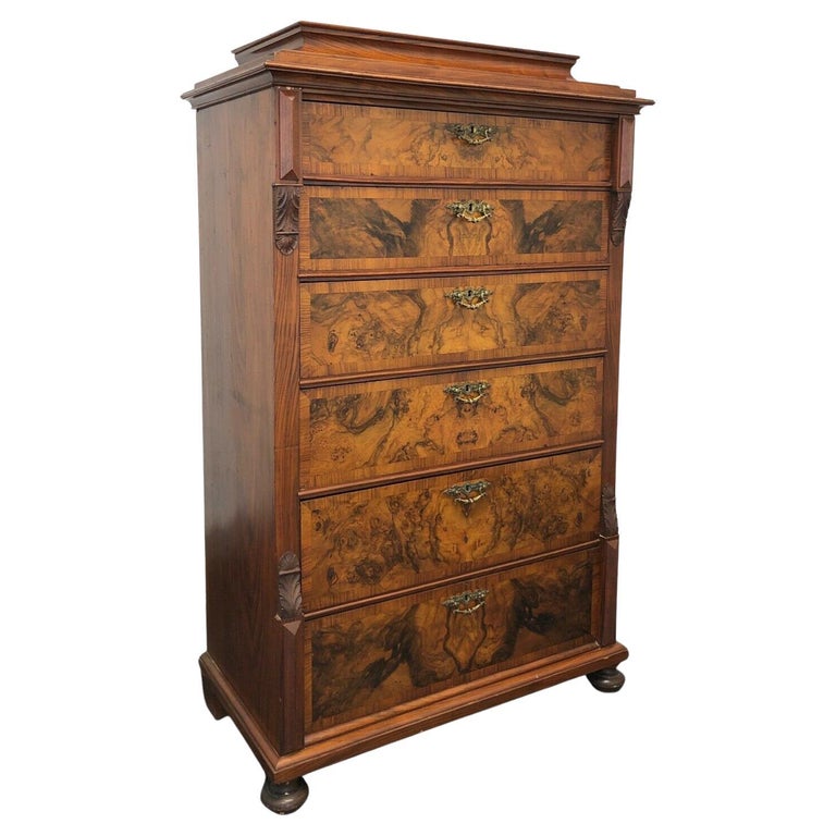 Antike deutsche Biedermeier-Kommode aus Wurzelnussholz, 19. Jahrhundert ...