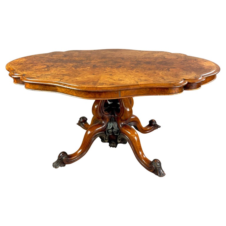 Antique 19th Century Burr Walnut Centre Table For Sale at 1stDibs