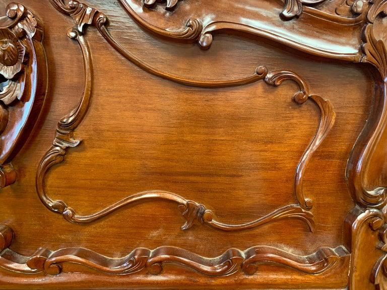 Antique 19th Century Carved French Mahogany Queen Bed Headboard ...