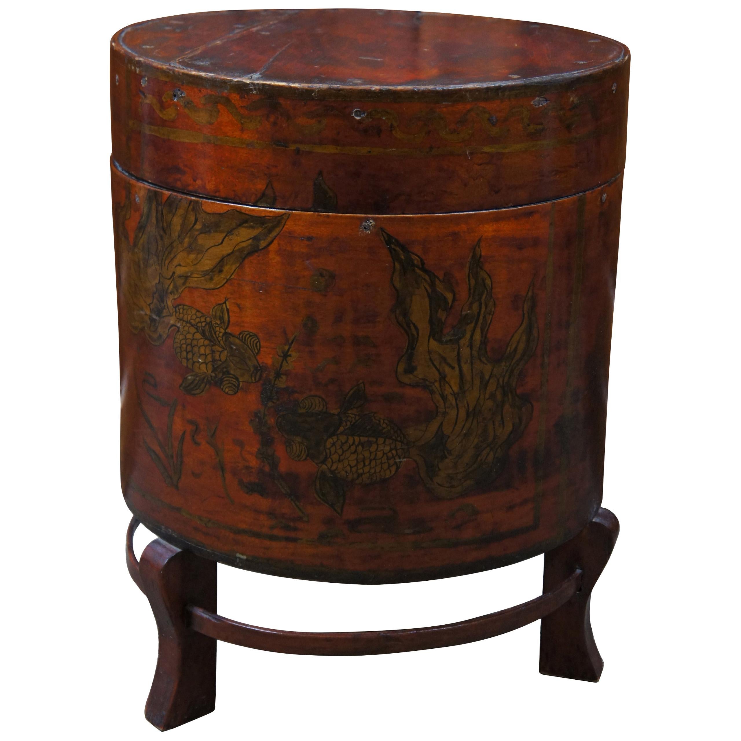 Primitive Antique Chinese Japanese Wooden Rice Grain Harvest Bucket ...