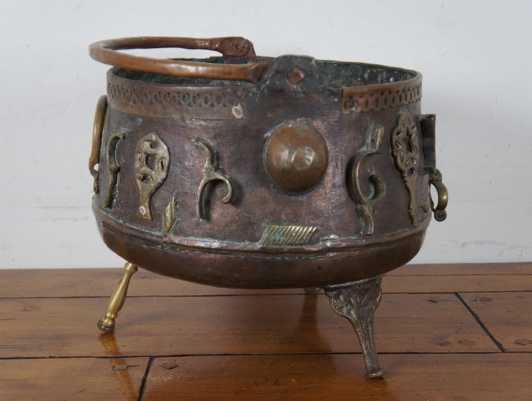 Antique 19th Century Chinese Bronze Ornate Cauldron Pot Planter Tripod ...