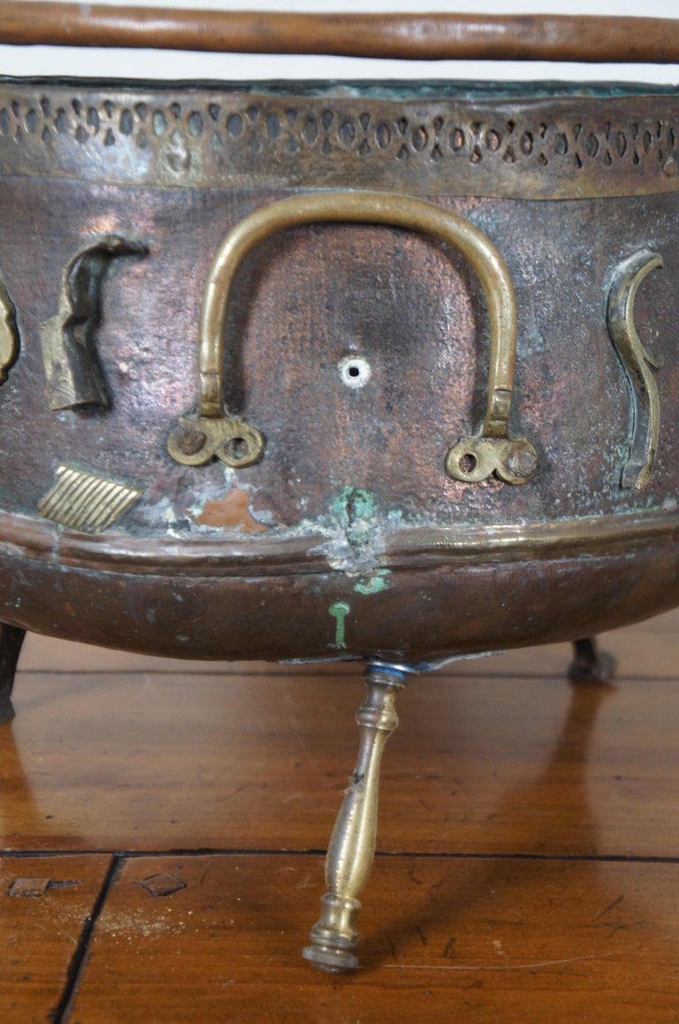 Antique 19th Century Chinese Bronze Ornate Cauldron Pot Planter Tripod ...