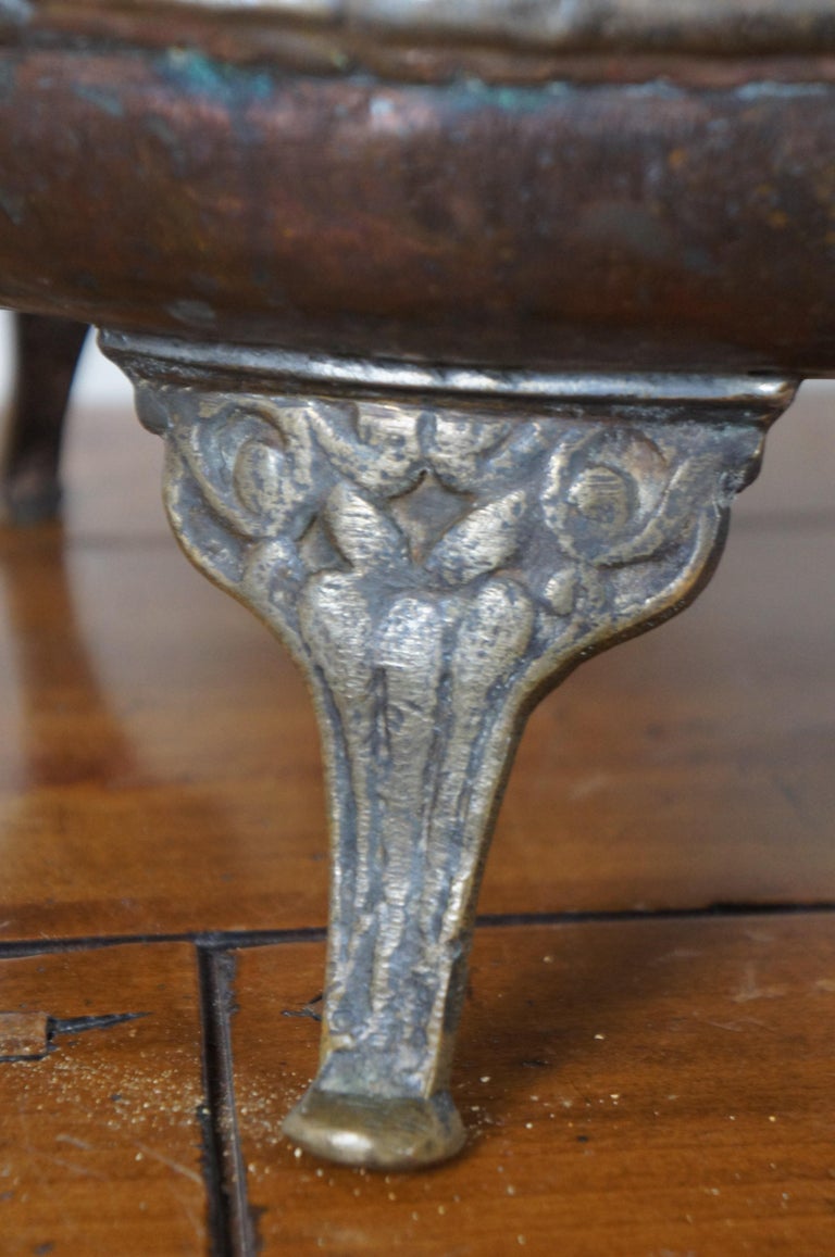Antique 19th Century Chinese Bronze Ornate Cauldron Pot Planter Tripod ...