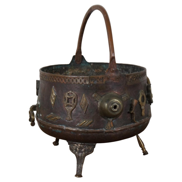 Antique 19th Century Chinese Bronze Ornate Cauldron Pot Planter Tripod ...